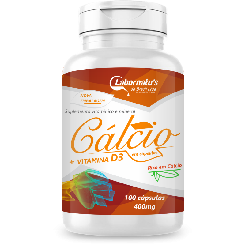 Cálcio + D3 100 Cápsulas, 400mg - Labornatu´s | Loja Ipê Ervas